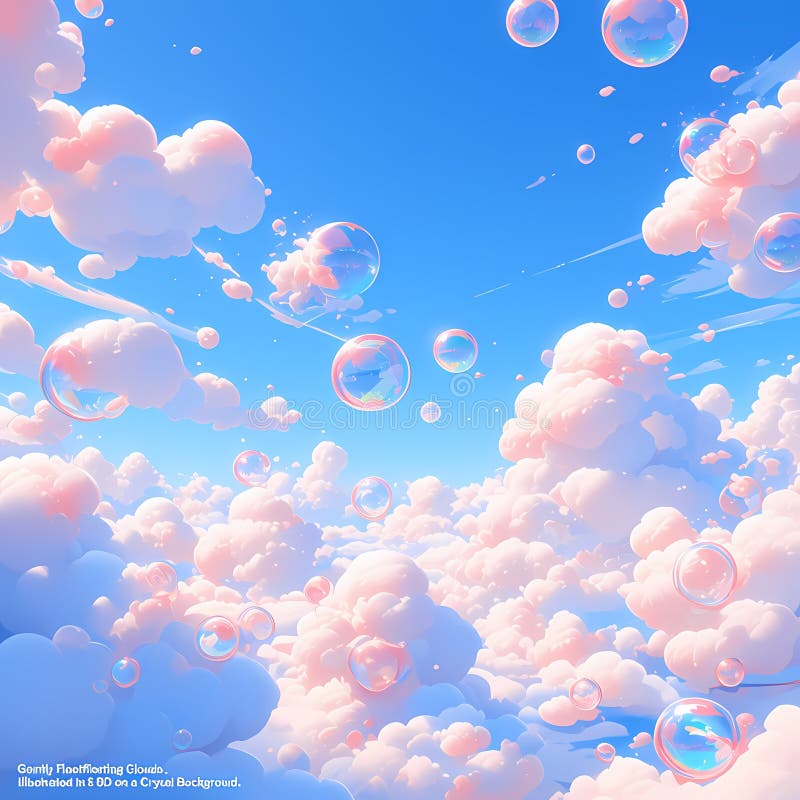 Floating Clouds with Bubbles Stock Illustration - Illustration of ...