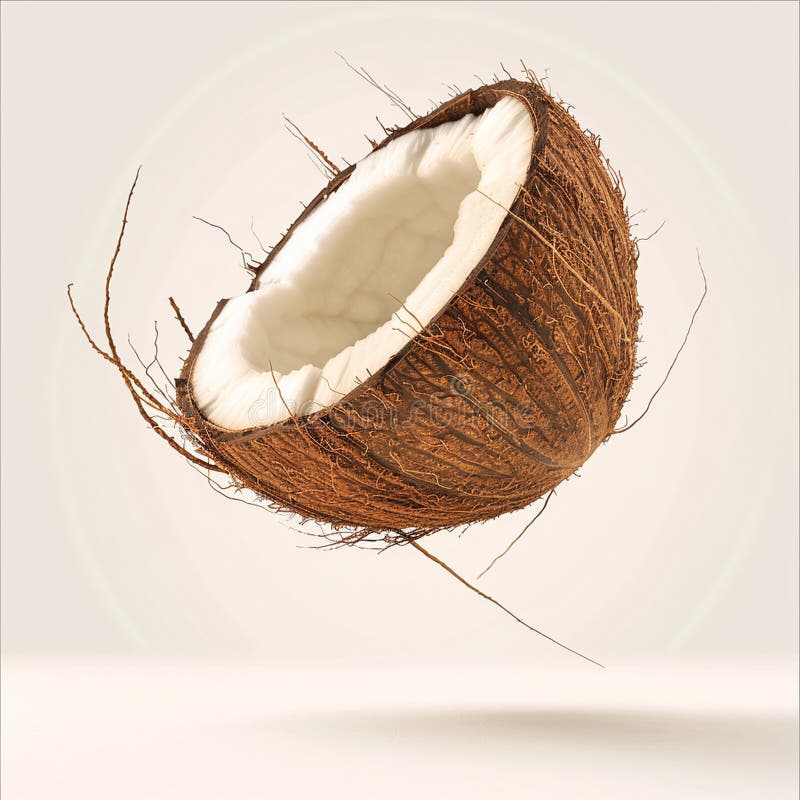 A Floating Coconut Shell with Retro Style, Showcasing Natures Beauty ...