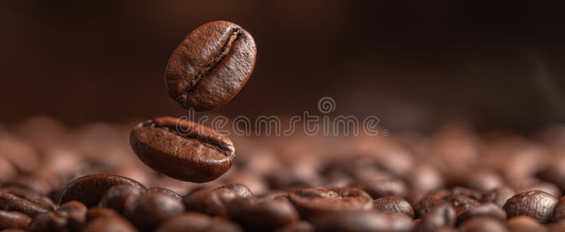 The Floating Coffee Bean Surrounded by Roasted Coffee Beans in a Rich ...