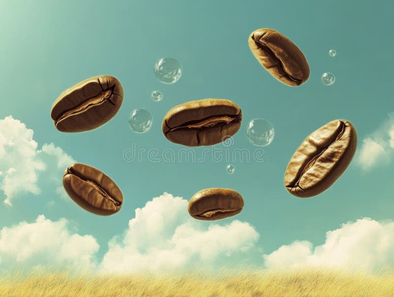 Floating Coffee Beans - Ai . Stock Illustration - Illustration of ...