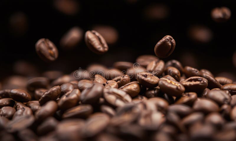 Floating Coffee Beans, Bokeh Background Stock Illustration ...