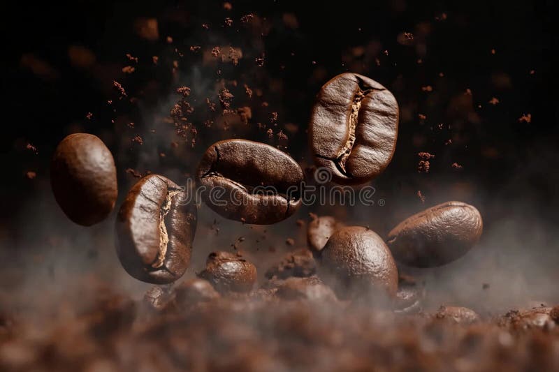 Floating Coffee Beans Create a Visually Appealing Display while ...