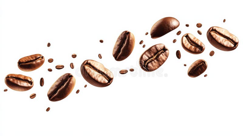 Floating Coffee Beans Isolated on White Background, Coffee, Beans Stock ...