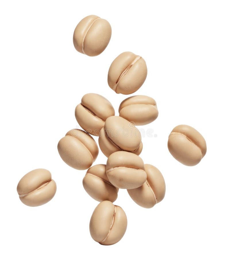 Floating Coffee Beans Isolated on White Background Stock Illustration ...