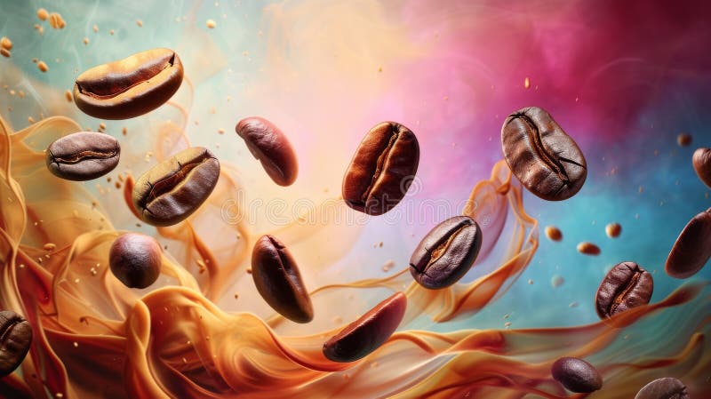 Floating Coffee Beans on Marble Stock Photo - Image of floating, design ...