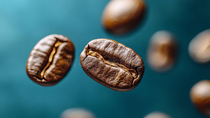 Floating Coffee Beans Roasted and Aromatic Coffee Beans in Mid-Air on a ...