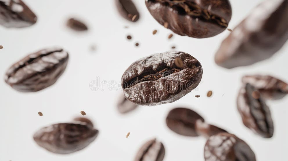 The Floating Coffee Beans. AI Generated Stock Illustration ...