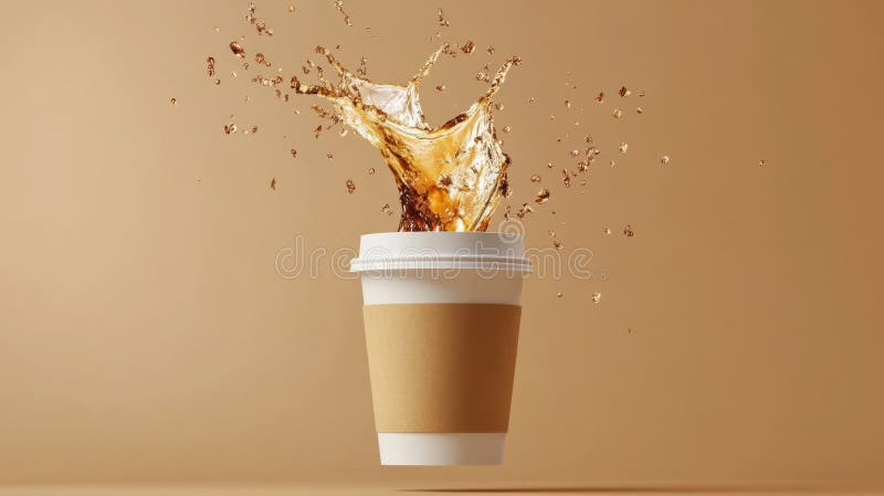 Floating Coffee Cup with Splash Stock Illustration - Illustration of ...