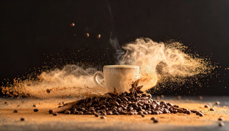 Floating Coffee Droplets with Cinnamon Dust Trails,espresso Splash ...