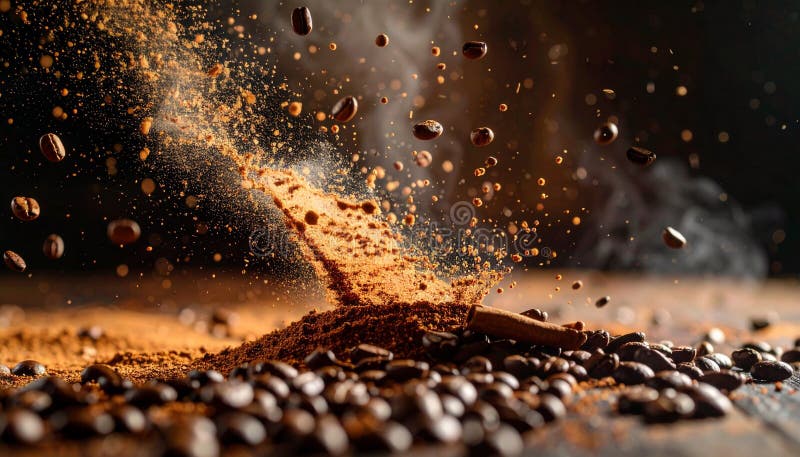 Floating Coffee Droplets with Cinnamon Dust Trails,espresso Splash ...