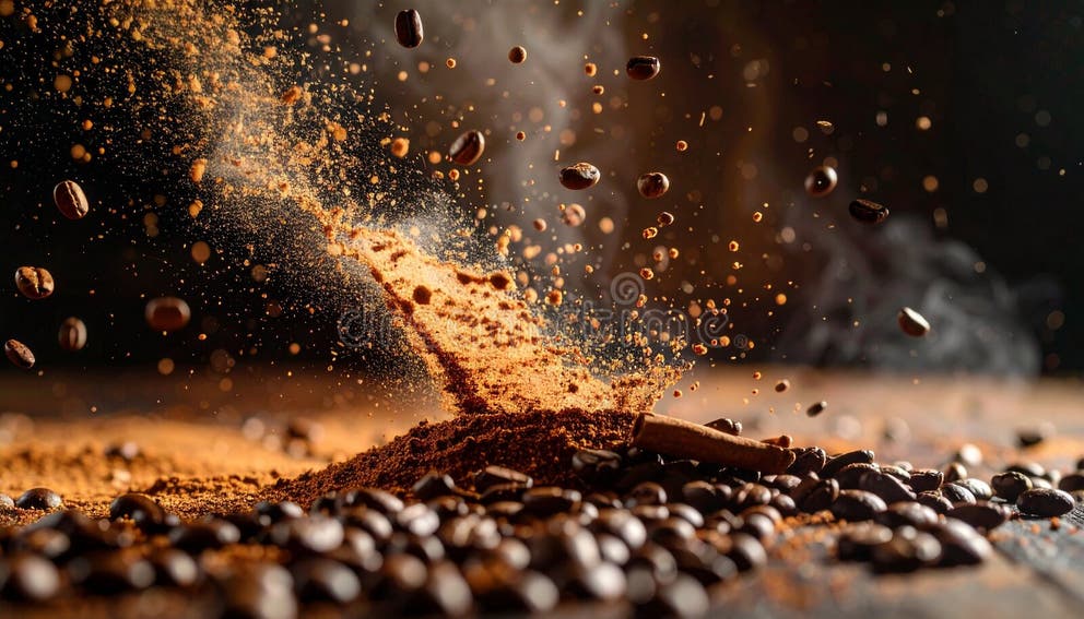 Floating Coffee Droplets with Cinnamon Dust Trails,espresso Splash ...