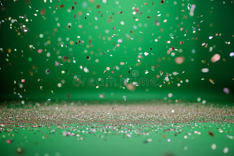 Floating Colorful Confetti Falling on Green Screen Background Stock ...