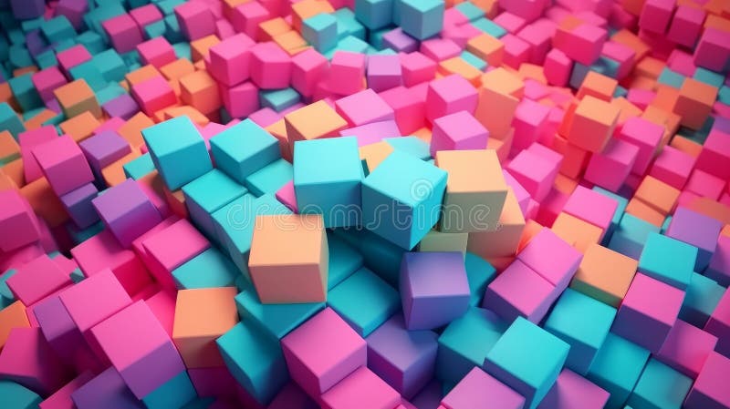 Floating Colorful Cubes in a 3D Space. Generative Ai Stock Illustration ...