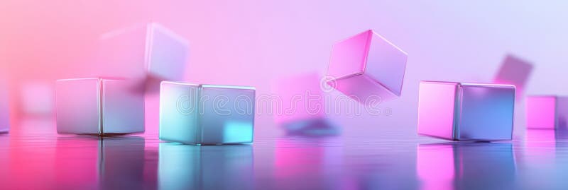 Floating Colorful 3D Cubes in a Futuristic Minimalistic Space with Soft ...