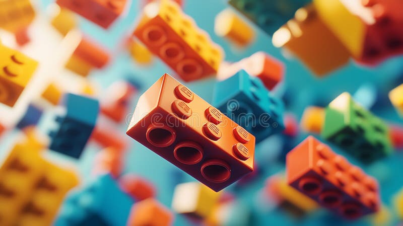 Floating Colorful Plastic Bricks in Abstract 3D Space Stock ...