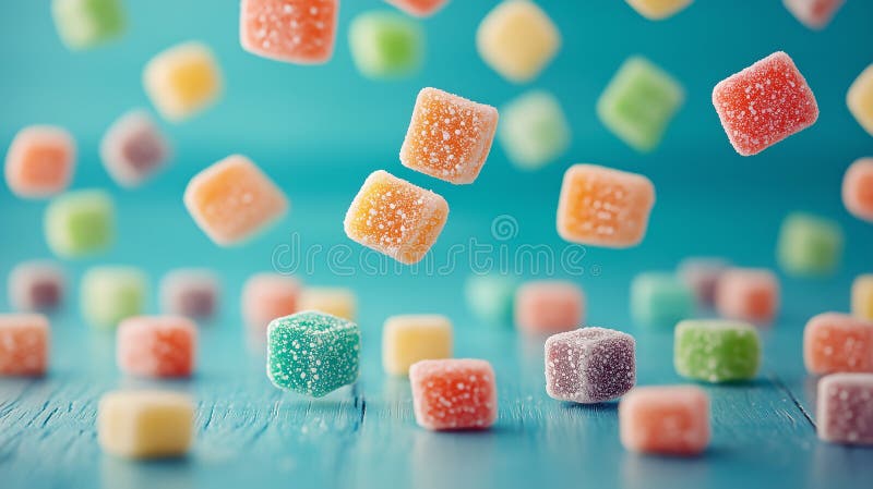 Floating Colorful Sugar Cubes on Turquoise Background Stock ... Floating Colorful Sugar Cubes on Turquoise Background Stock ...