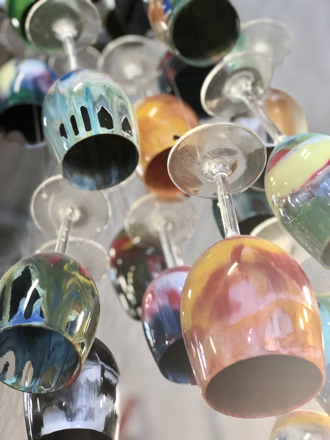 Floating Colorful Wine Glasses Stock Photo - Image of glass, drink ...