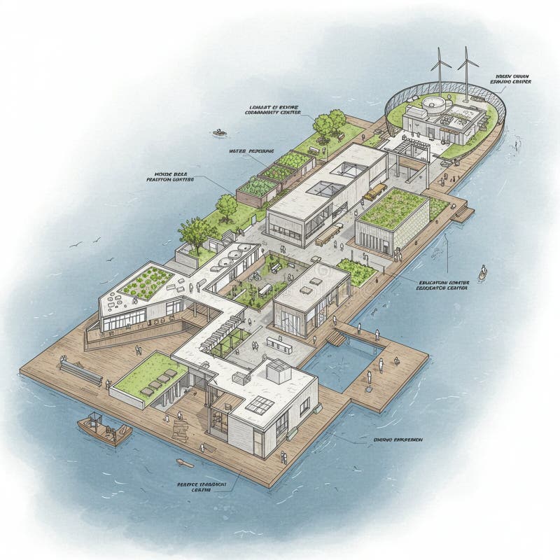 A Floating Community Center Design with Multiple Interconnected ...
