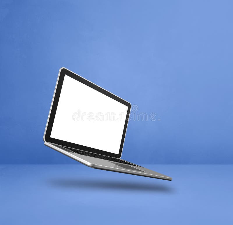 Floating Computer Laptop Isolated on Pink. Square Background Stock ...