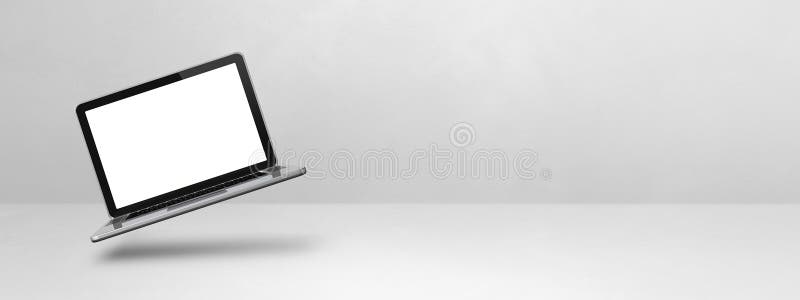 Floating Computer Laptop Isolated on White. Horizontal Banner ...