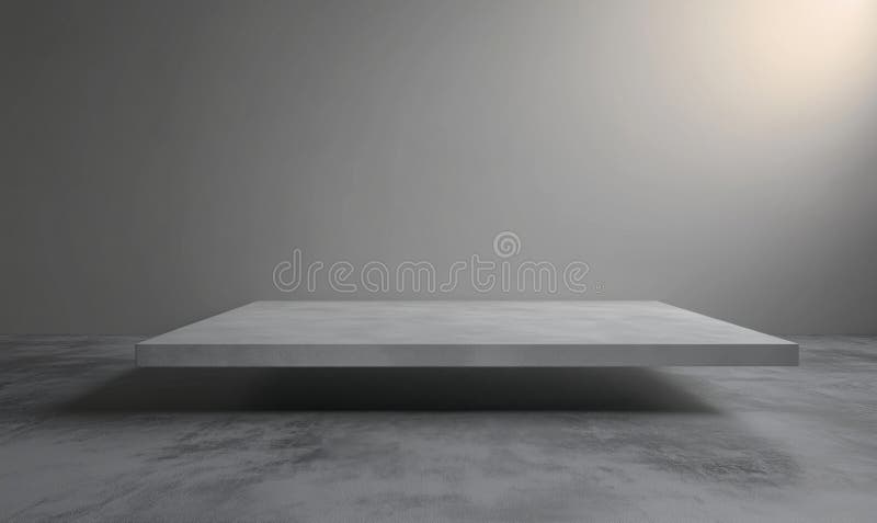 Floating Concrete Platform in Minimalist Space, Smooth Surface, Soft ...