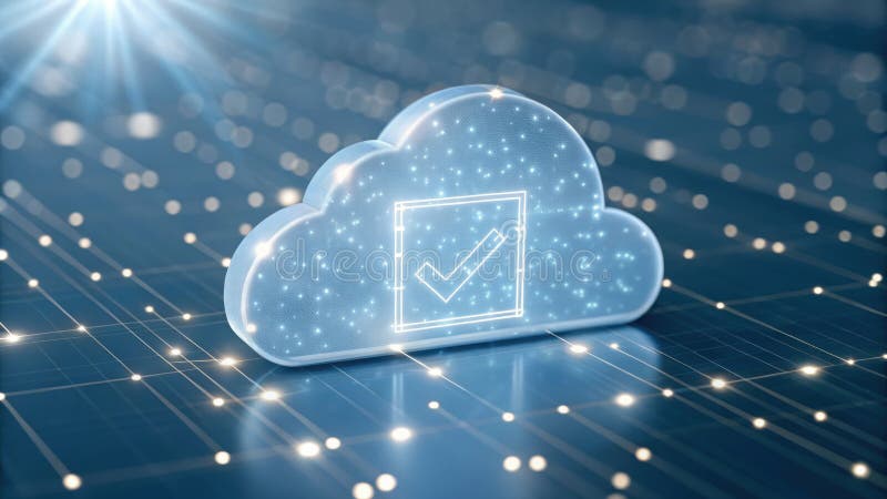 Floating Consent Checkbox in a Digital Cloud with Light Particles ...