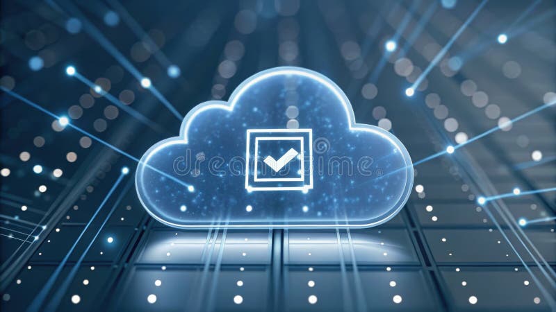 Floating Consent Checkbox in a Digital Cloud with Light Particles ...