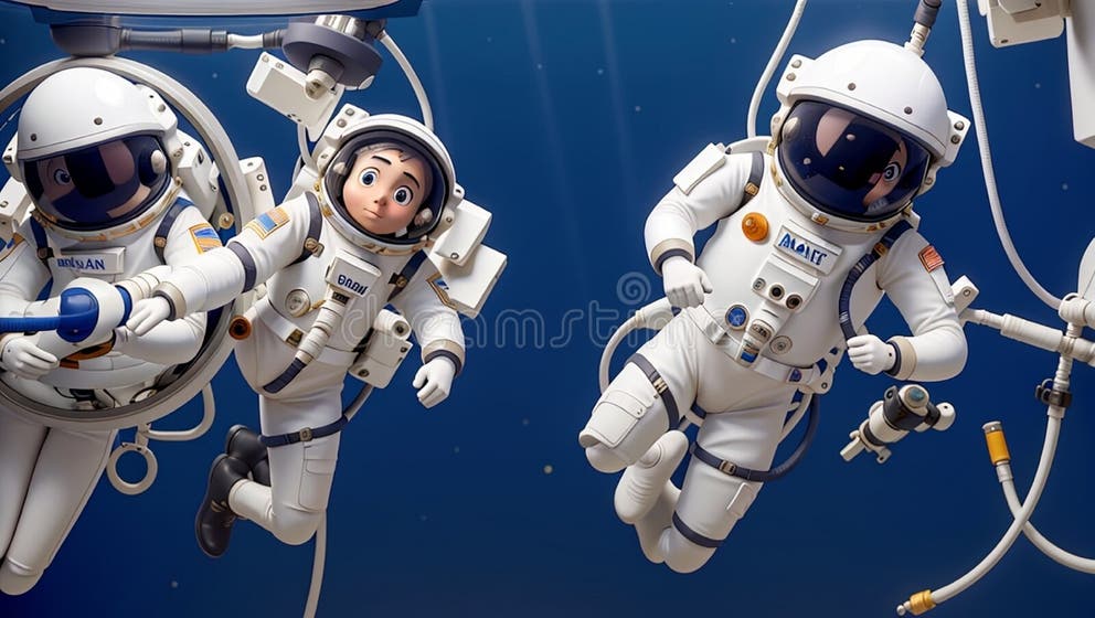 Floating in the Cosmos: Astronauts and Microgravity Experiments" Stock ...