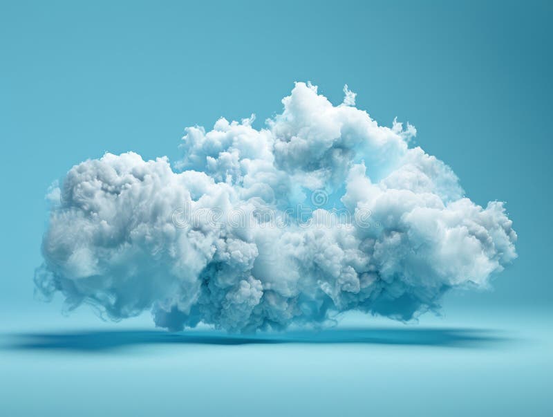 Light Blue Fluffy Cloud on Light Blue Background , Minimalist ...