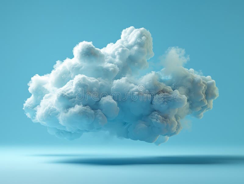 Light Blue Fluffy Cloud on Light Blue Background , Minimalist ...