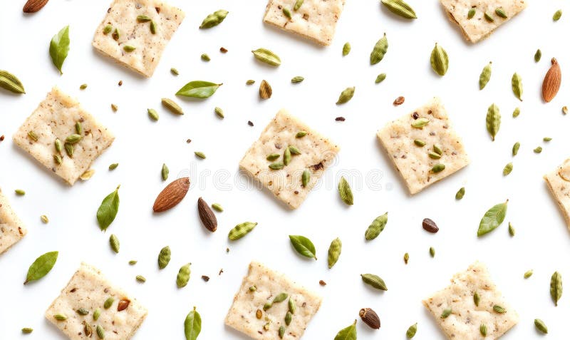 Floating Crackers with Seeds Scattered All Over are Shown in Isolation ...