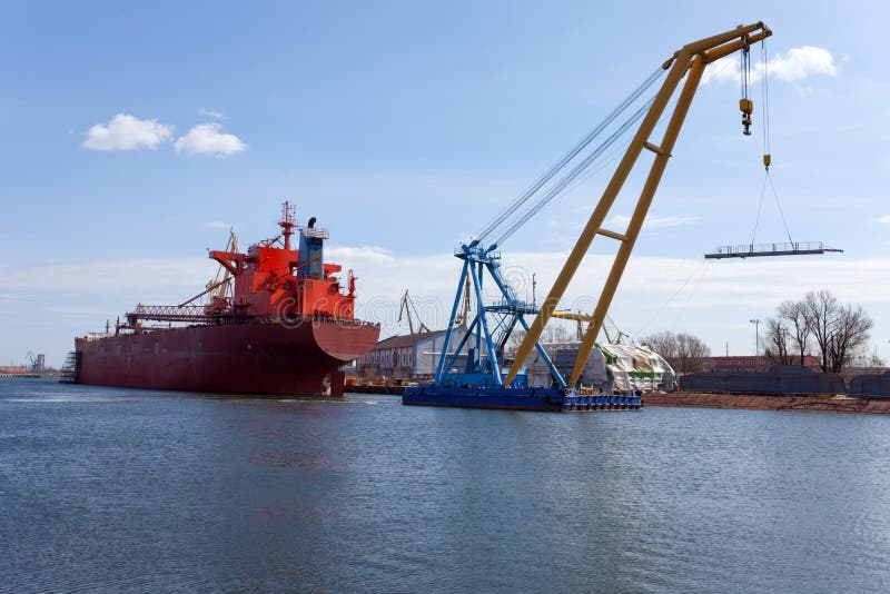 Floating crane. stock photo. Image of transportation - 22457858