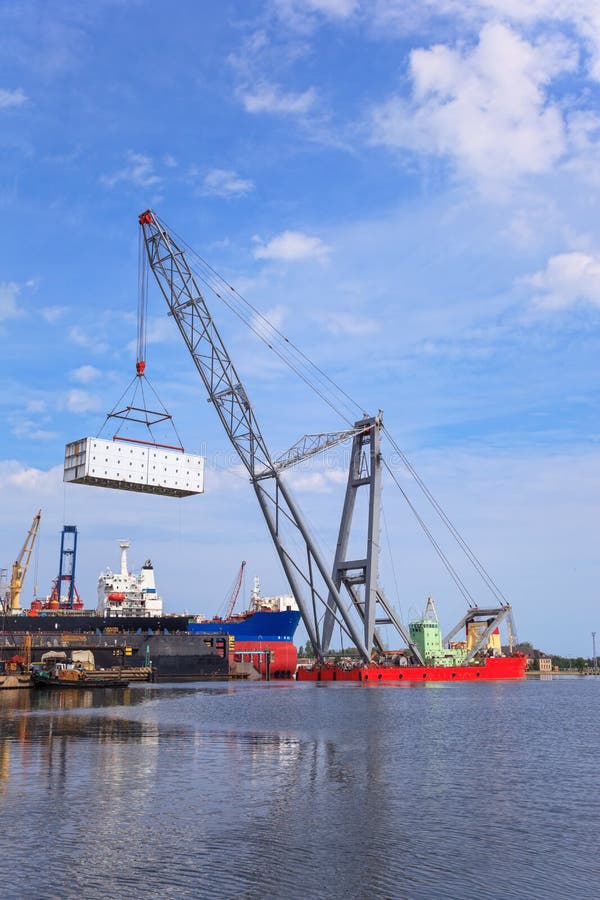 Heavy Lifting Floating Crane Stock Photo - Image of ship, industry ...