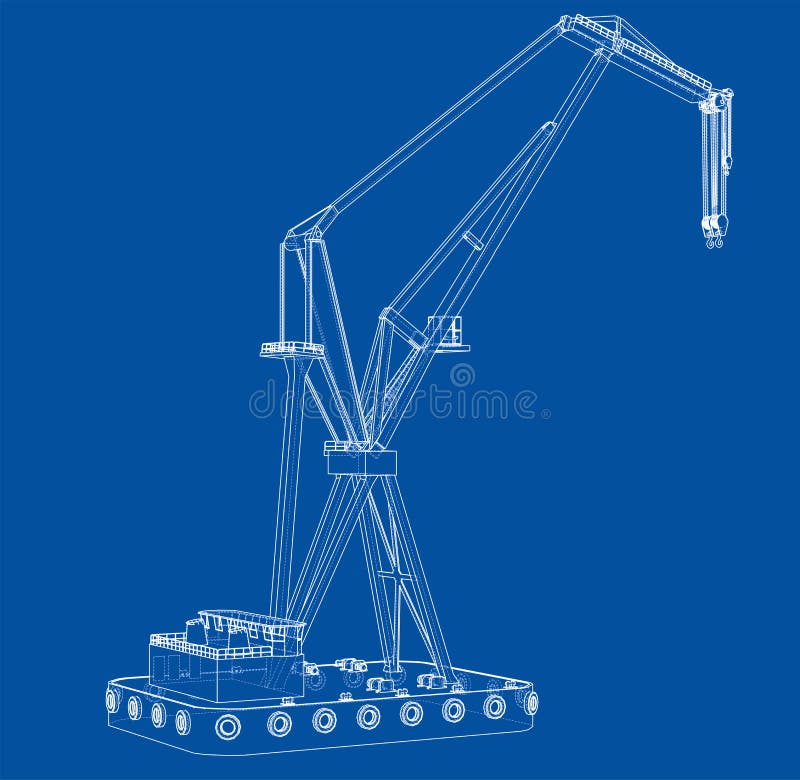 Floating crane. Vector stock vector. Illustration of blueprint - 131994230