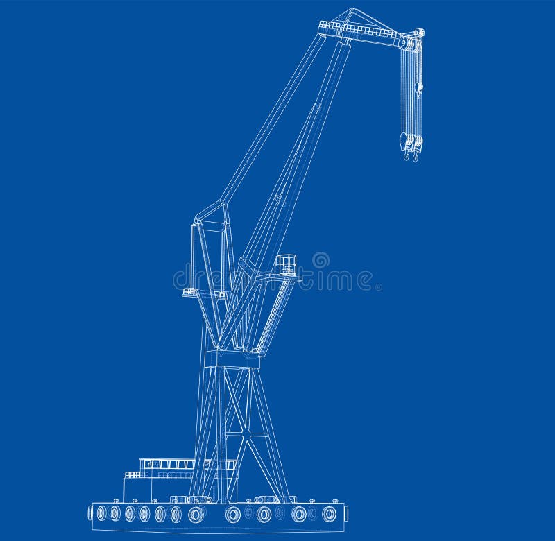 Floating crane. Vector stock vector. Illustration of machine - 132148771
