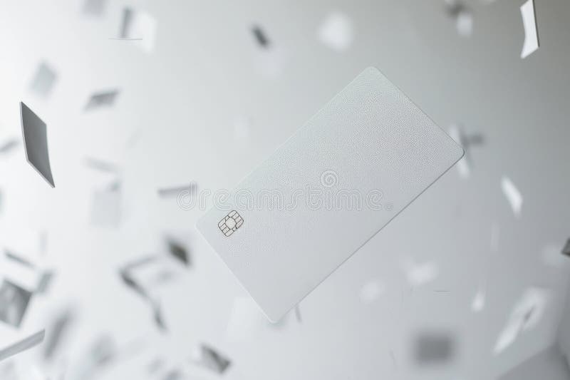 Floating Credit Card Amidst Falling Paper Confetti Stock Photo - Image ...