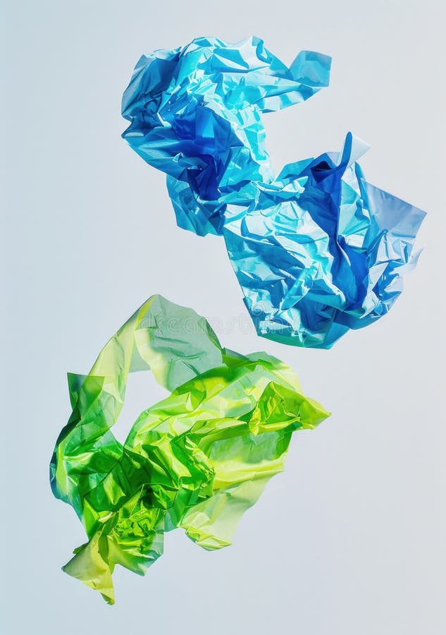 Floating Crumpled Colored Paper. Generative Ai Stock Illustration ...