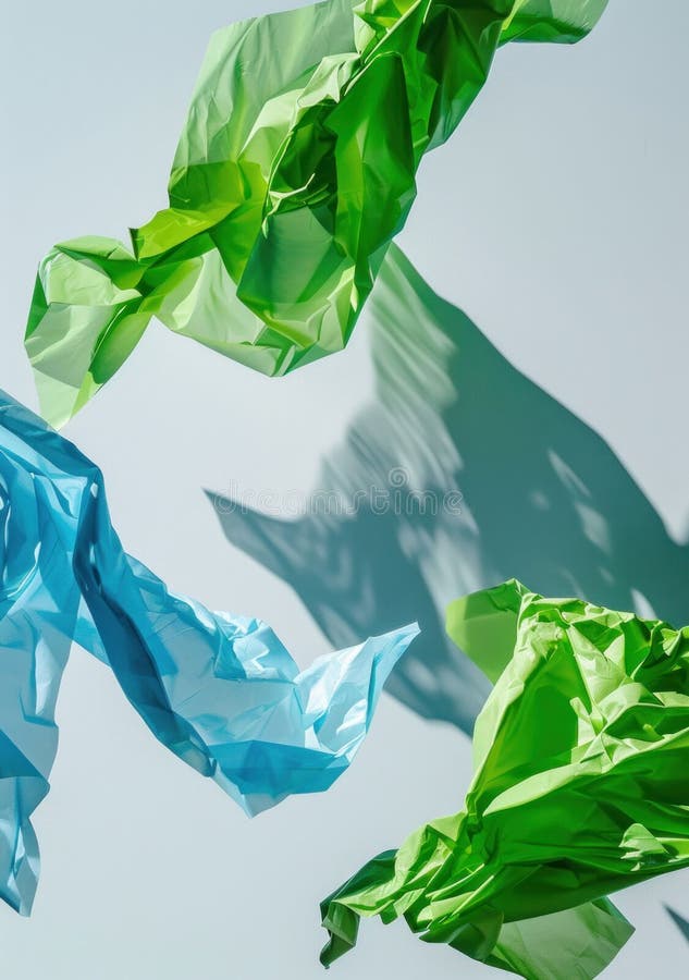 Floating Crumpled Colored Paper. Generative Ai Stock Illustration ...