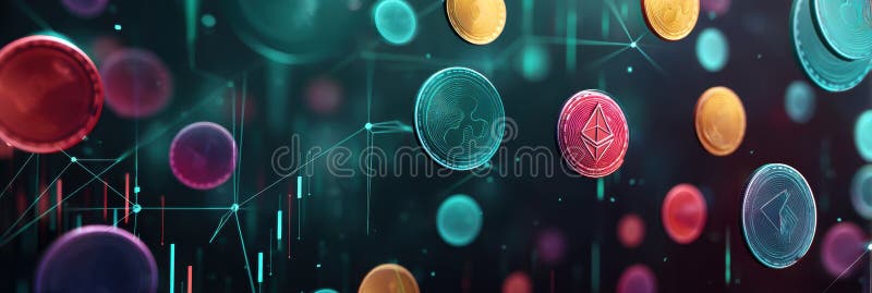 Floating Crypto Coins and Dynamic Graphs Create a Vibrant Digital ...