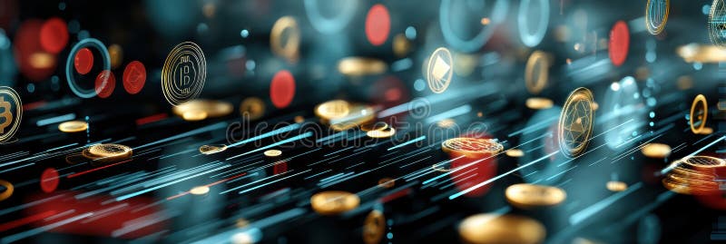 Floating Crypto Coins and Graphs Represent Dynamic Trading Activity in ...