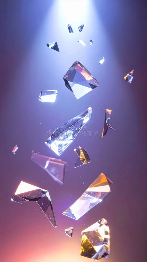 Floating Crystal Fragments in Purple Pink and Blue Light Stock ...