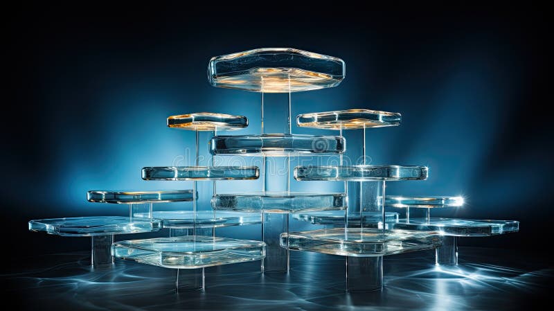 Floating Crystal Glass Hexagons Forming a Podium - AI Generated Stock ...