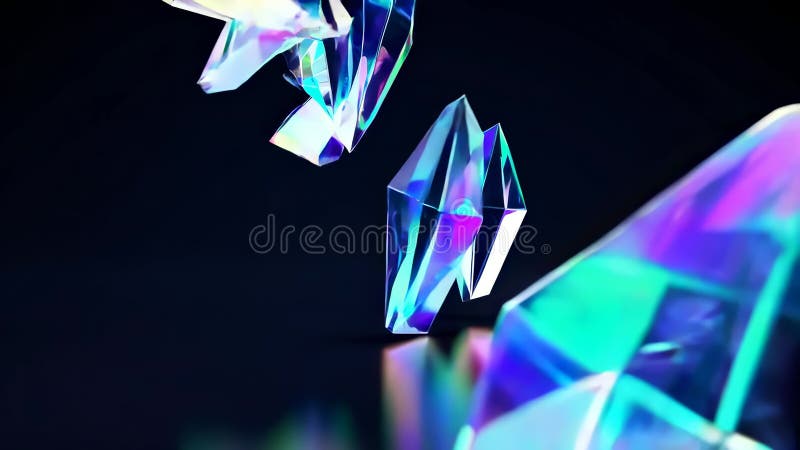 Floating Crystals Shimmer, Split, and Rise, Then Burst into Particles ...