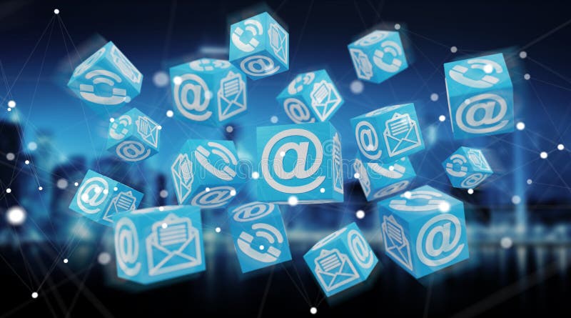 Floating Cube Contact 3D Rendering Stock Illustration - Illustration of ...