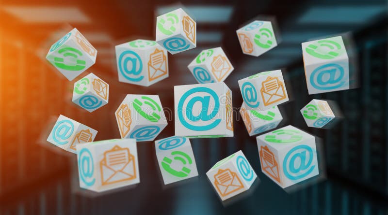 Floating Cube Contact 3D Rendering Stock Illustration - Illustration of ...