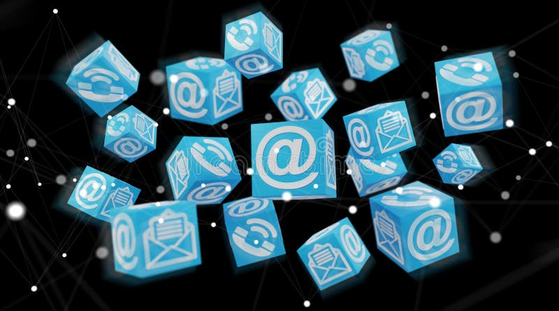 Floating Cube Contact 3D Rendering Stock Illustration - Illustration of ...