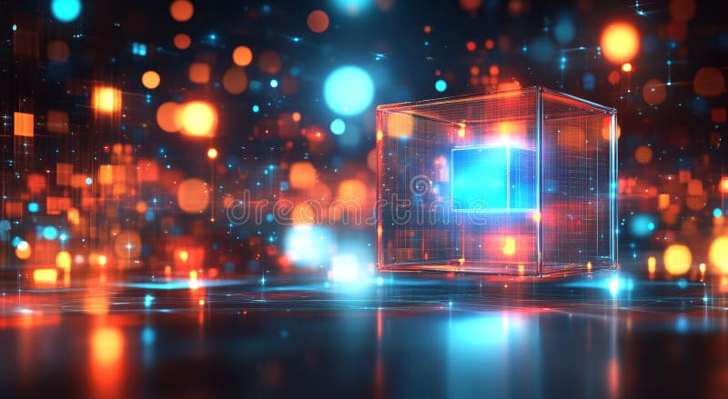 Floating Cube in a Dreamlike Bokeh Background Represents a Study in ...