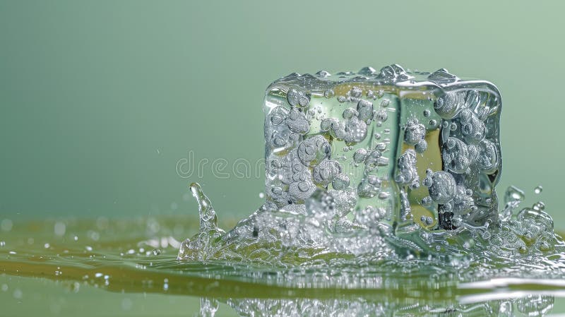 Floating Cube of Ice in Water Stock Illustration - Illustration of cube ...