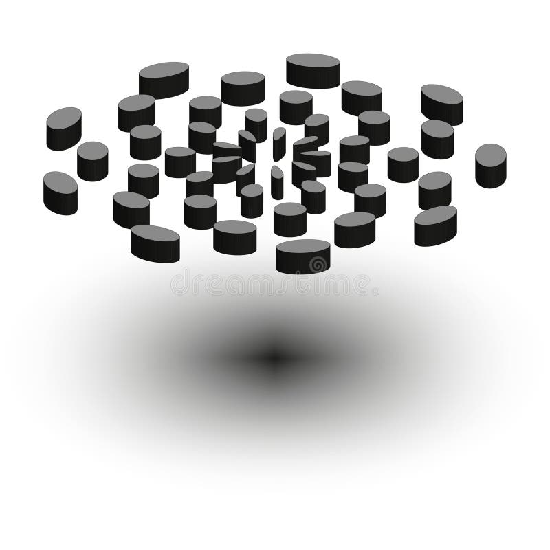 Floating Cube Shape. 3D Black Blocks. Abstract Layout Vector. Shadowed ...