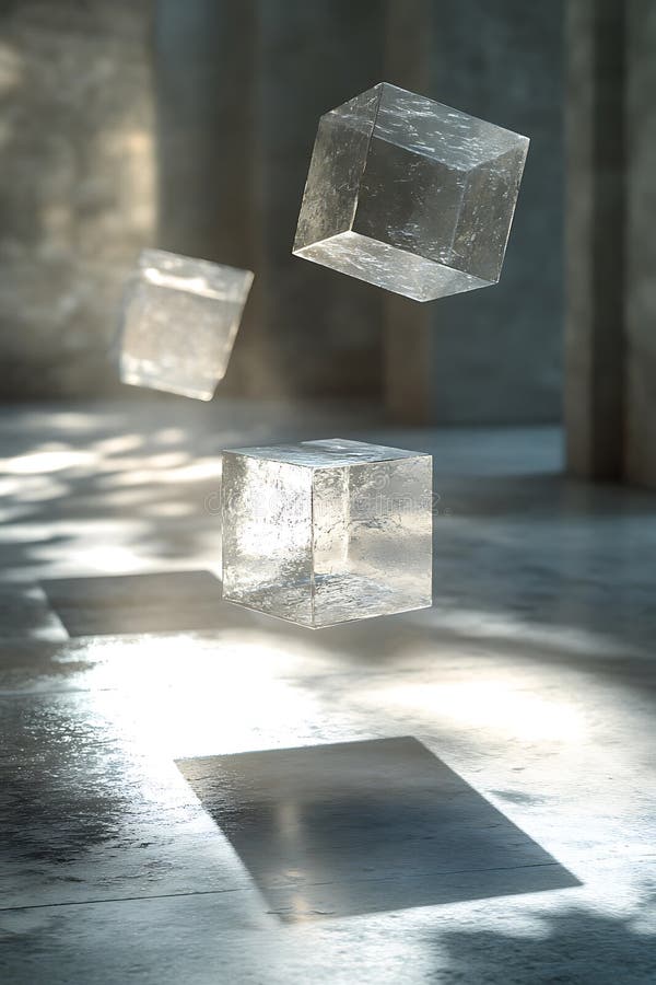 Floating Cubes Casting Shadows on a Bright Void Stock Illustration - Illustration of vitality ...